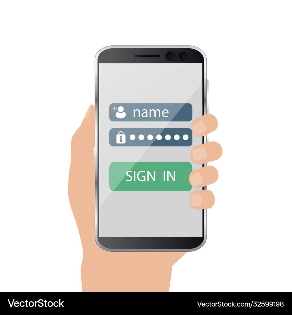 Flat design sign in page on smartphone screen Vector Image