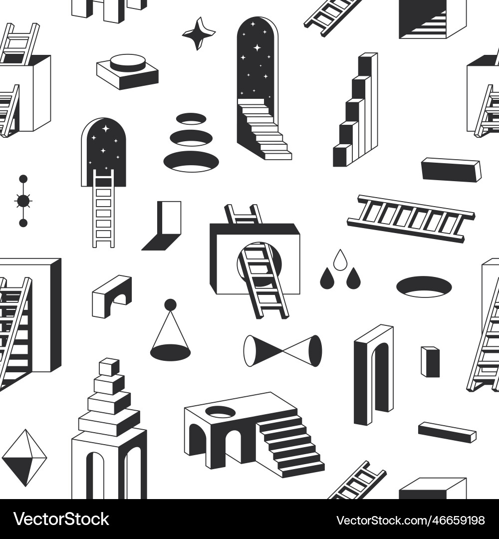 Geometric ladders pattern seamless print of 3d Vector Image