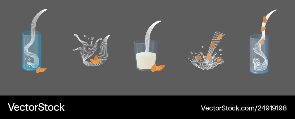 Glass almond milk with nuts Royalty Free Vector Image