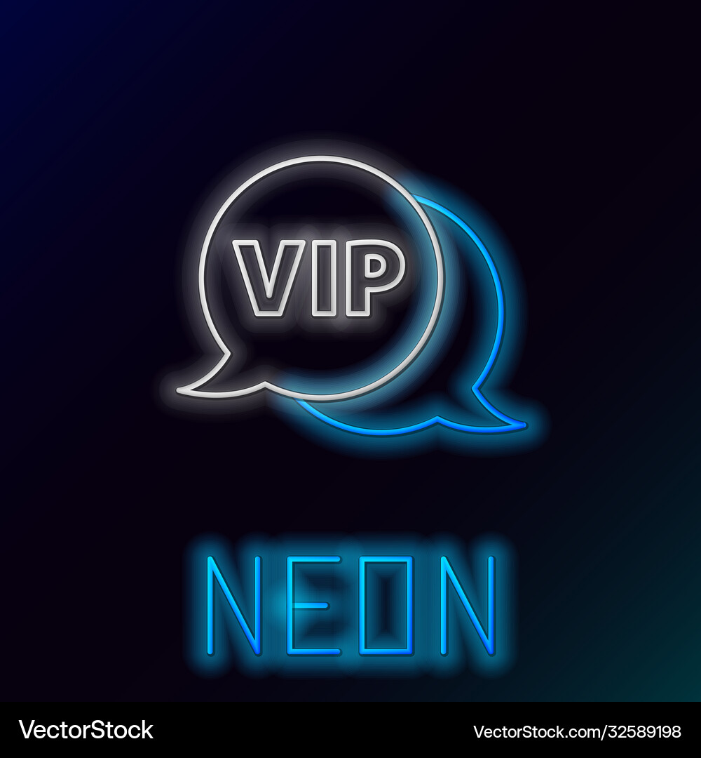 Glowing neon line vip in speech bubble icon Vector Image