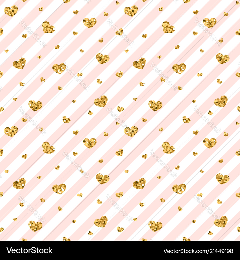 Gold heart seamless pattern pink-white geometric Vector Image