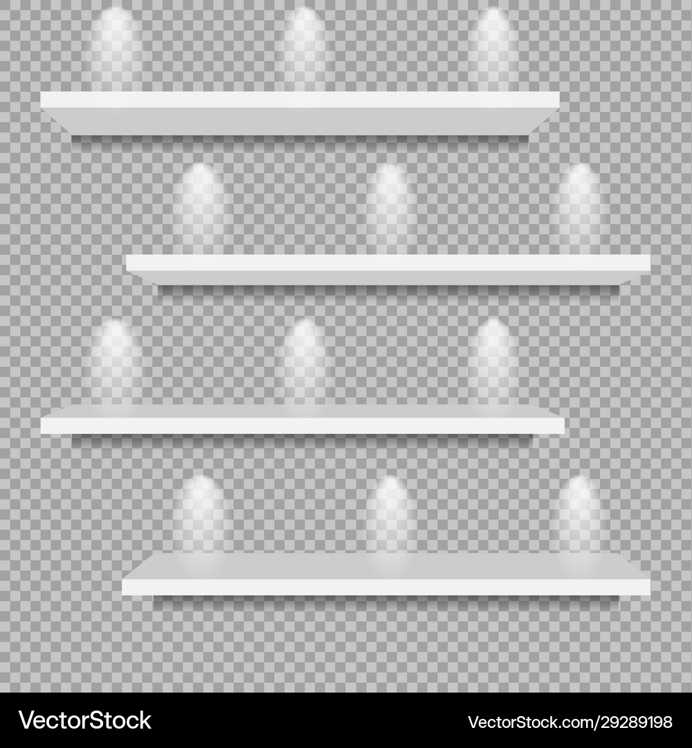 Realistic white shelves on a transparent Vector Image