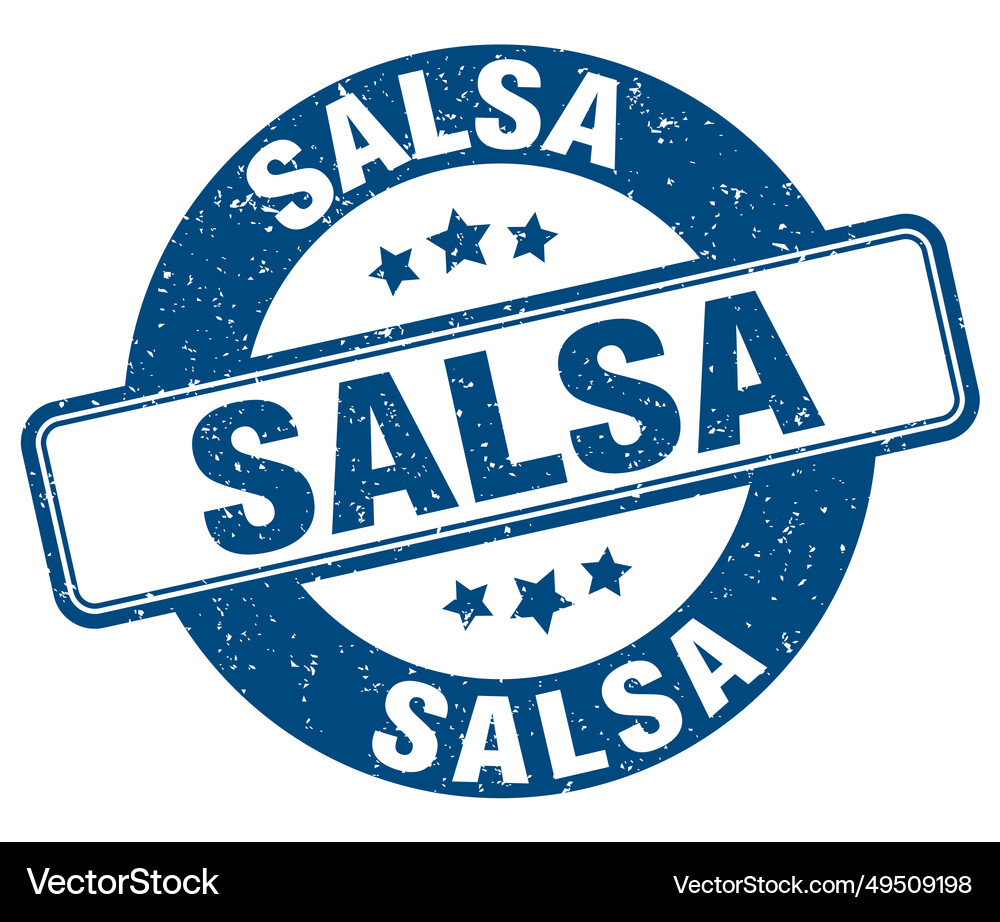 Salsa stamp label round grunge sign Royalty Free Vector