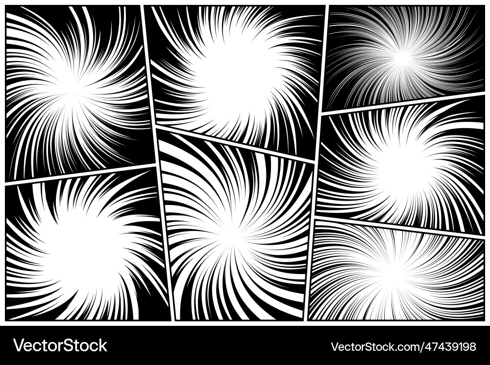 Twisted comic book radial rays lines comics Vector Image