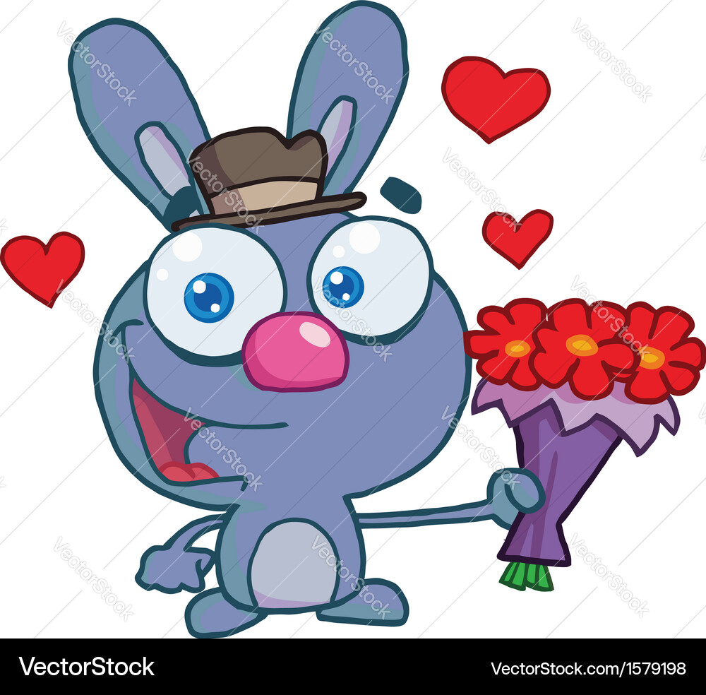 Valentines bunny cartoon Royalty Free Vector Image