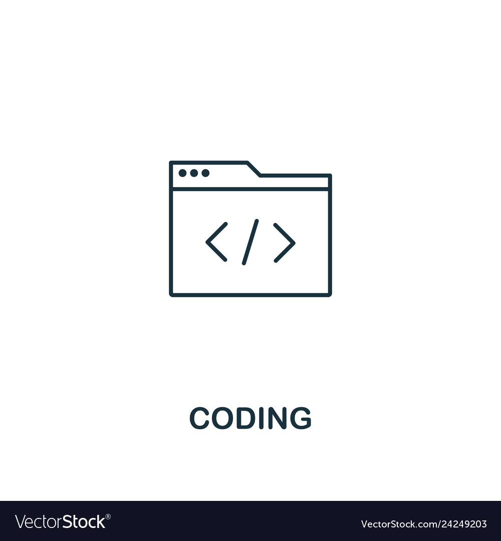 Coding Icon Thin Outline Style Design From Design Vector Image