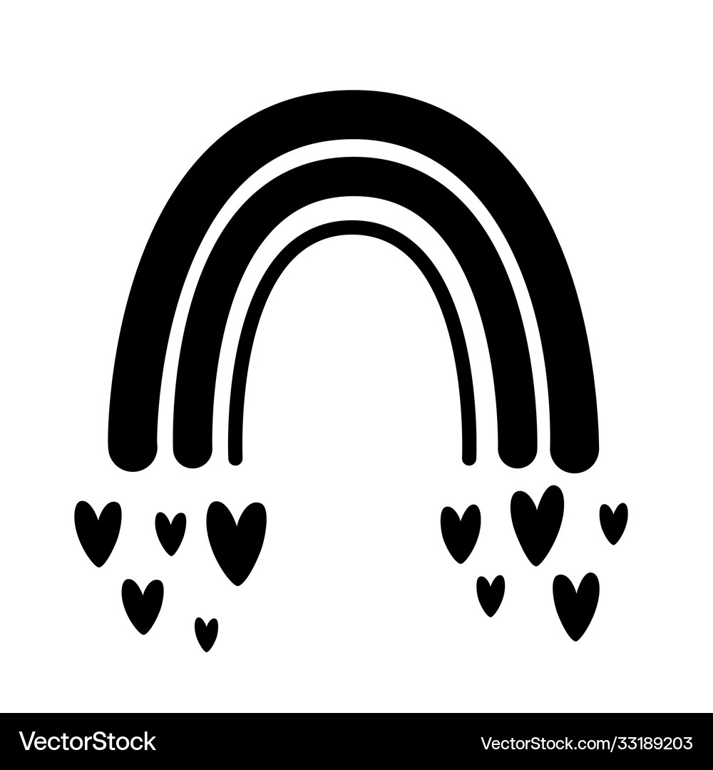 Cute rainbow with heart drops black rainbow logo Vector Image