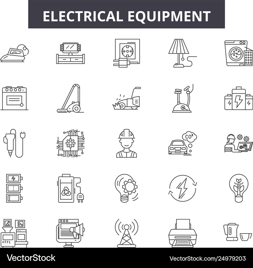 Electrical equipment line icons signs set Vector Image