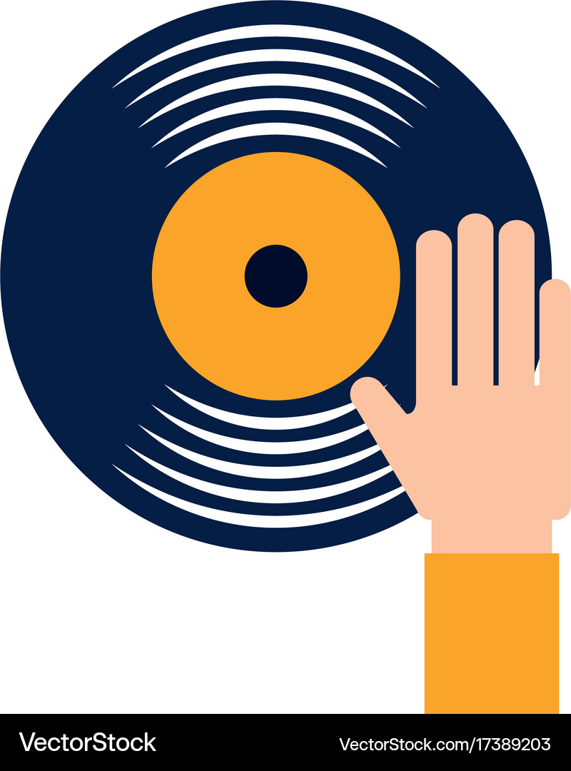 Hand touch vinyl music disk entertainment Vector Image