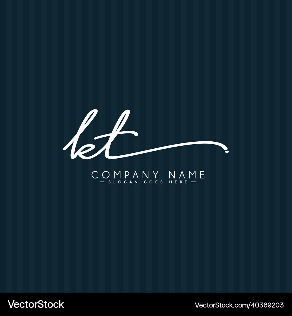Initial letter kt logo - handwritten signature Vector Image