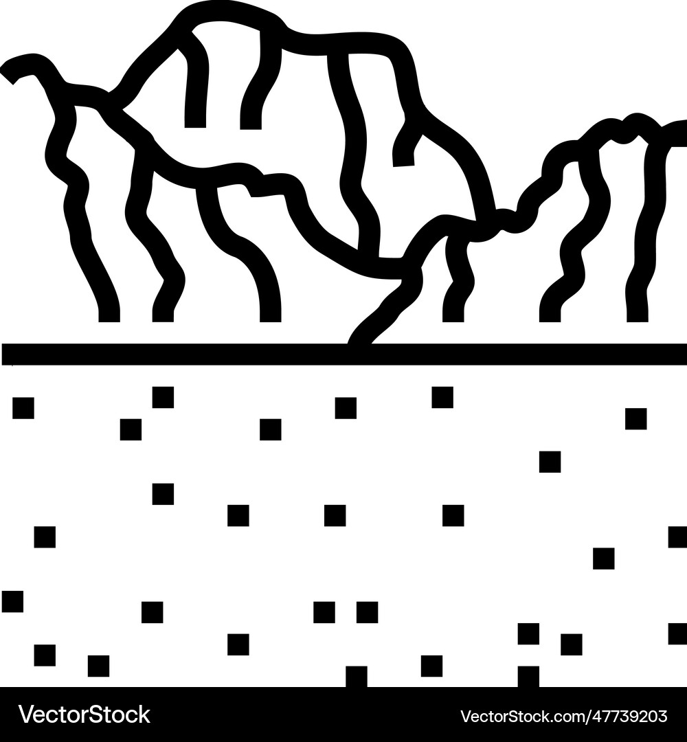 Martian mountains mars planet line icon Royalty Free Vector