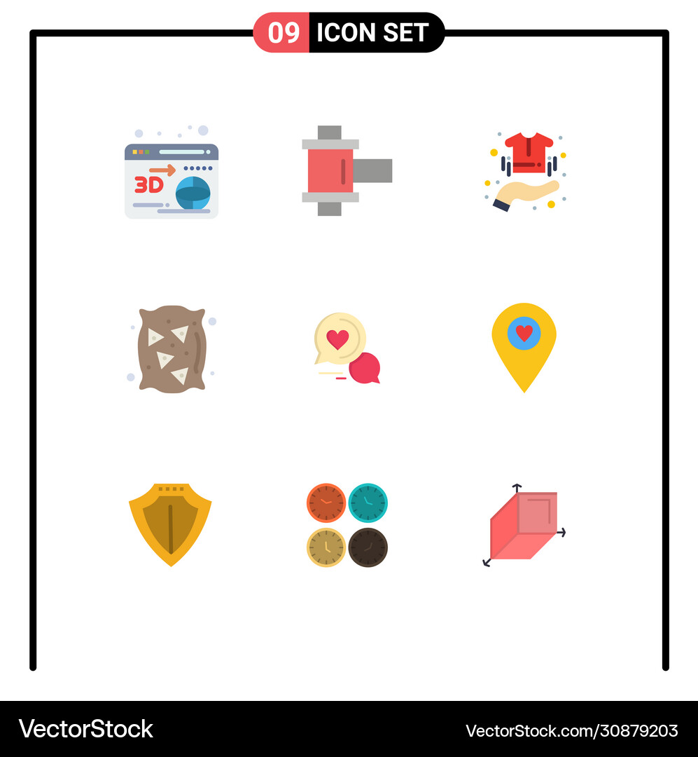 Pack 9 modern flat colors signs and symbols Vector Image