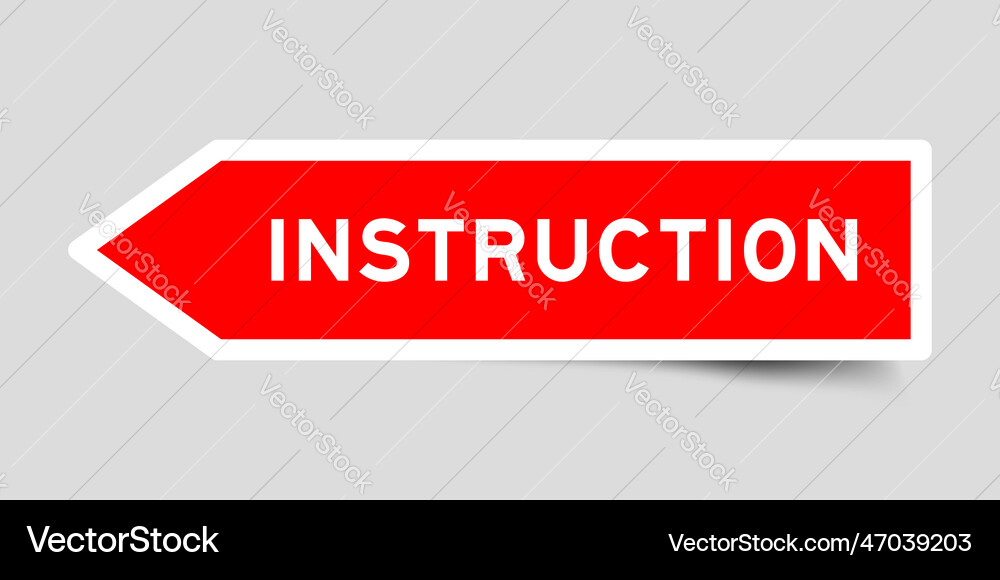 Red color arrow shape sticker label with word Vector Image