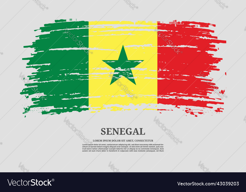 Senegal flag with brush stroke effect Royalty Free Vector