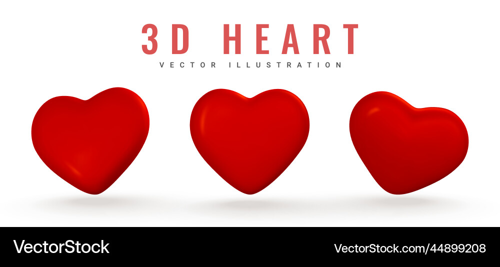 3d realistic heart icon red love symbol Royalty Free Vector