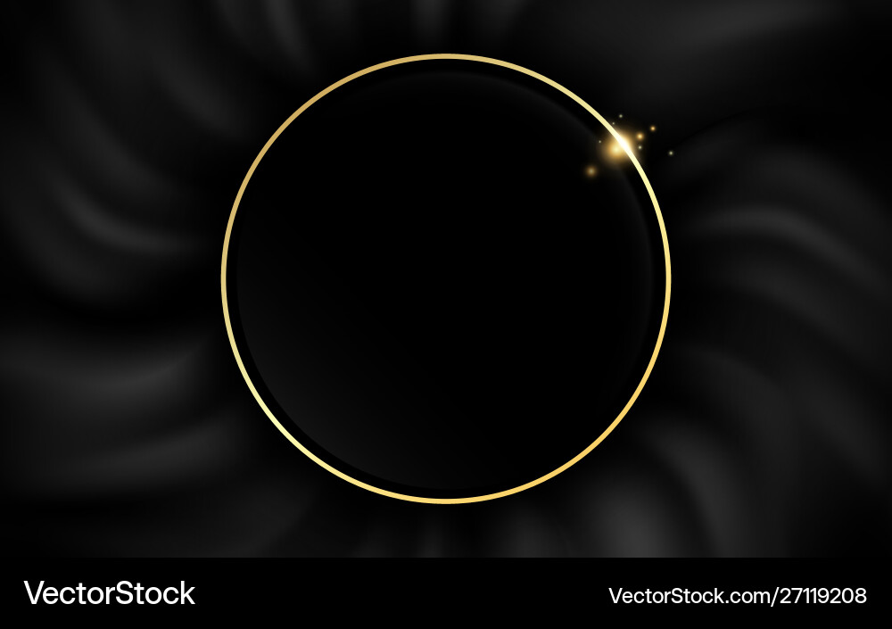 Abstract black and gold circle on fabric texture Vector Image