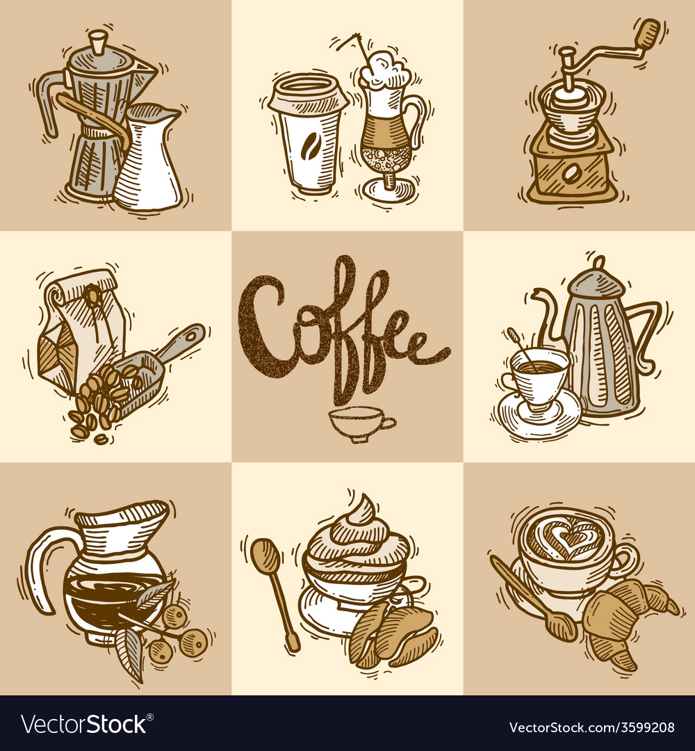 Coffee decorative set Royalty Free Vector Image