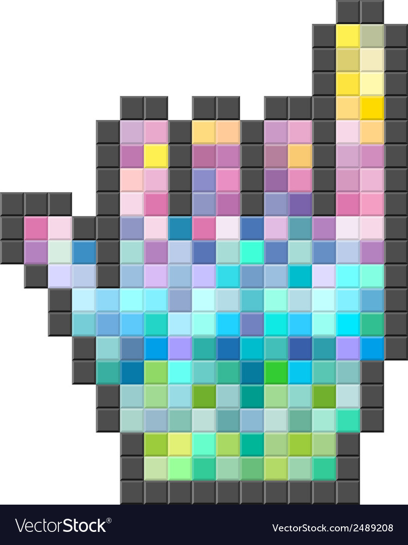 Colorful pixelated computer cursor Royalty Free Vector Image