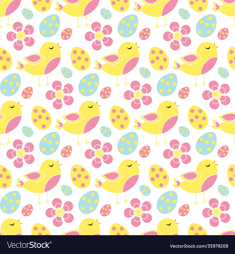 Cute easter seamless pattern spring repeating Vector Image
