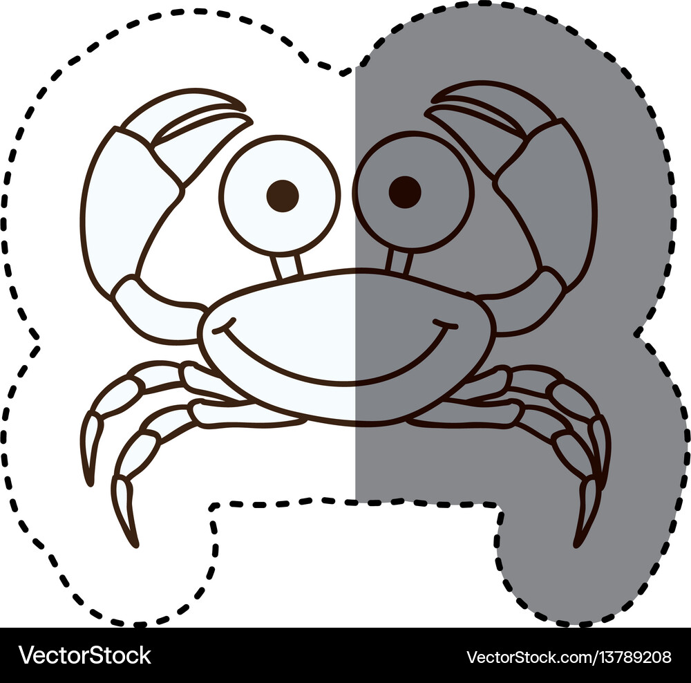 Figure happy crab cartoon icon Royalty Free Vector Image