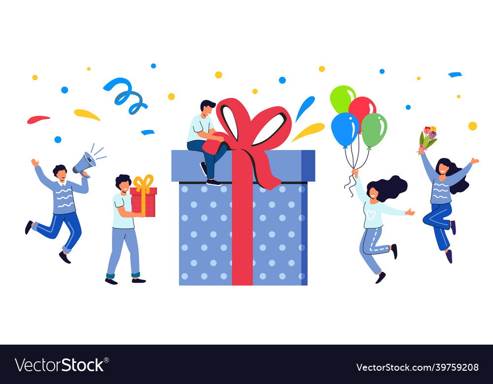 Loyalty program concept people getting gifts Vector Image