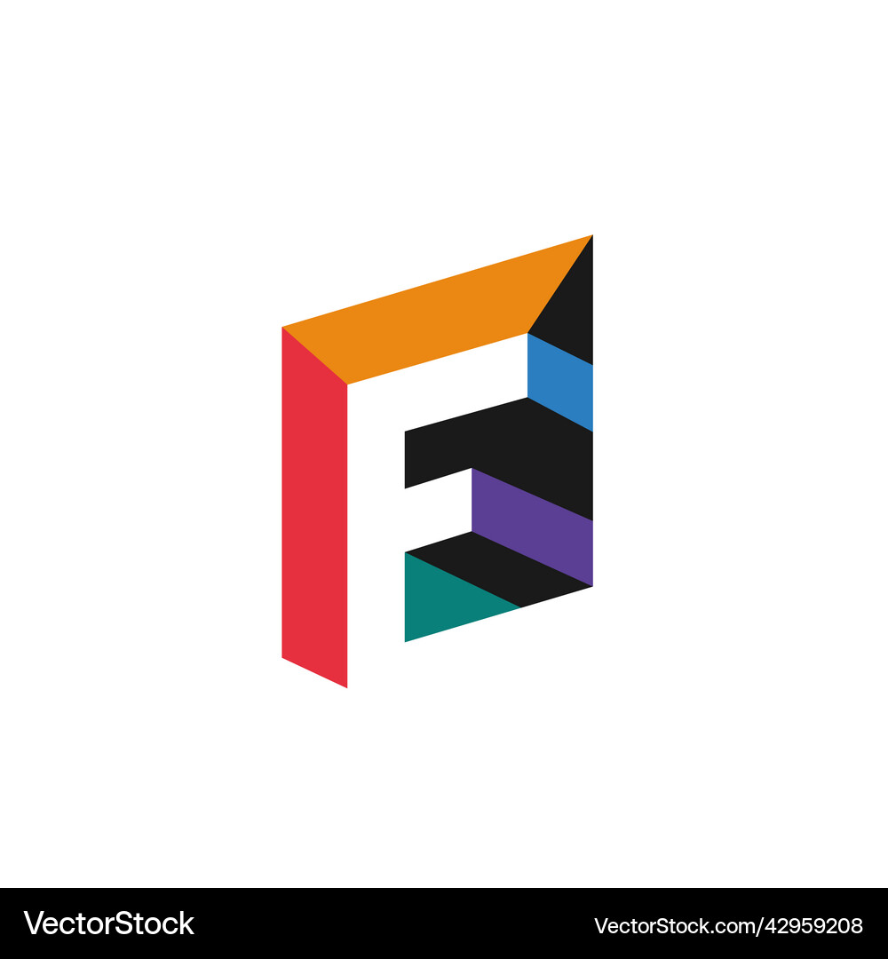 Modern and colorful letter f initials abstract Vector Image