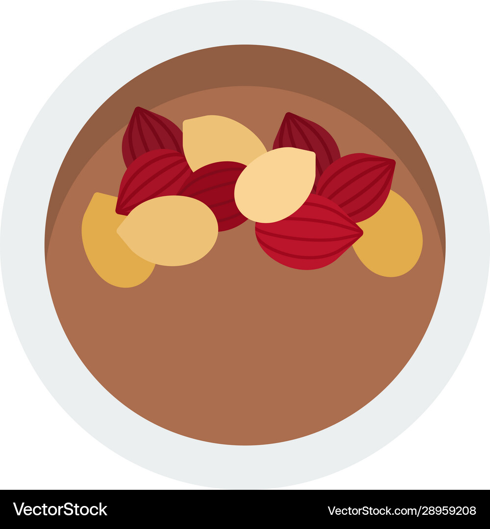 Peeled peanuts in a bowl icon flat isolated Vector Image