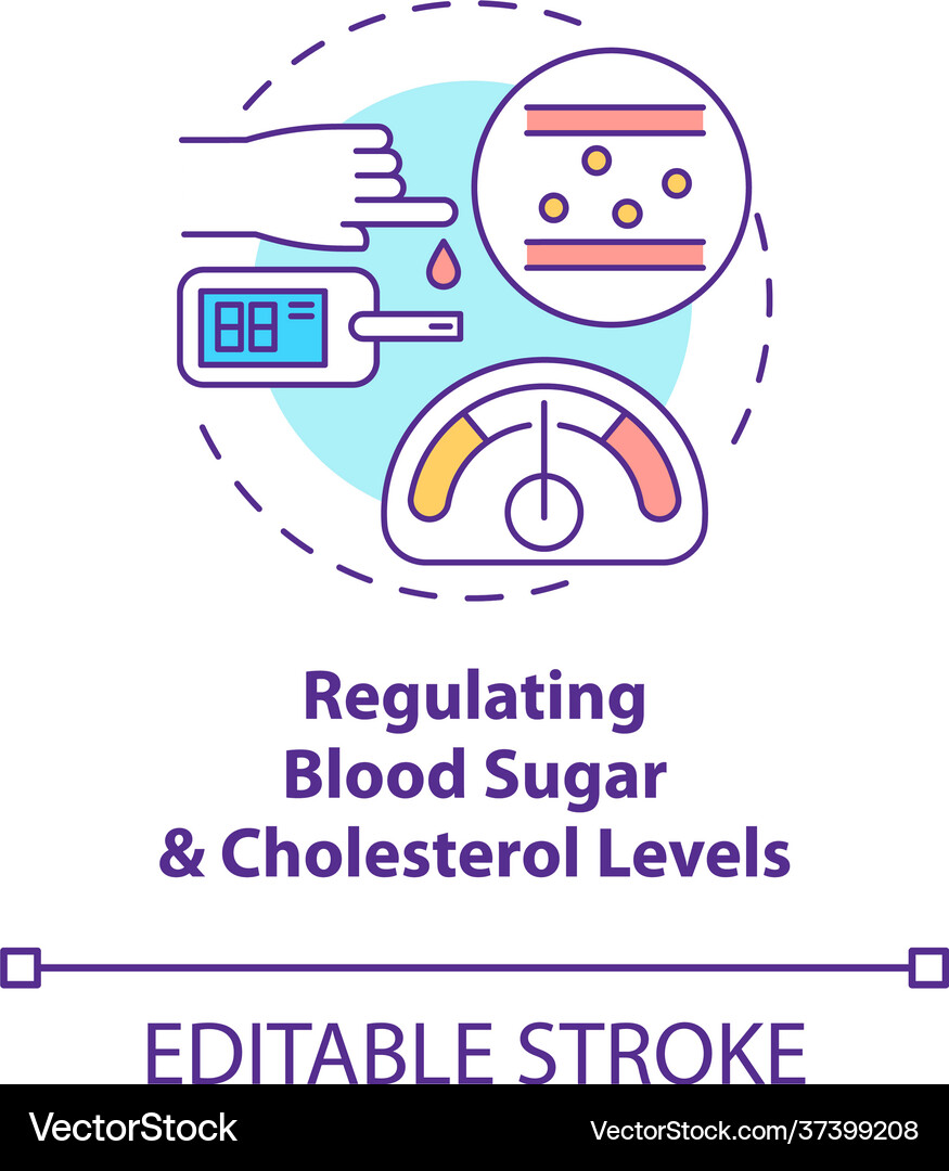 Regulating blood sugar and cholesterol levels Vector Image