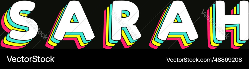 Sarah - retro rainbow typography faded style Vector Image