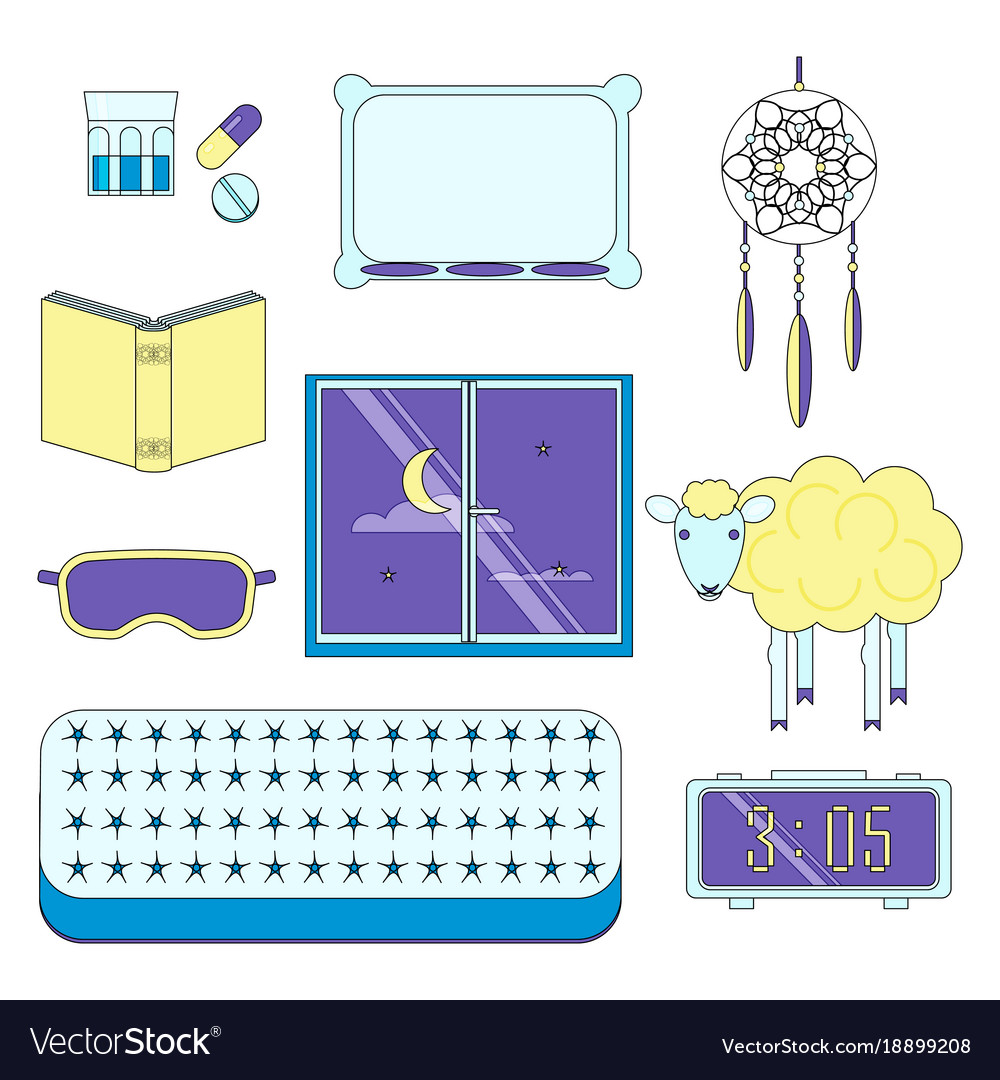 Sleep flat icon set Royalty Free Vector Image - VectorStock