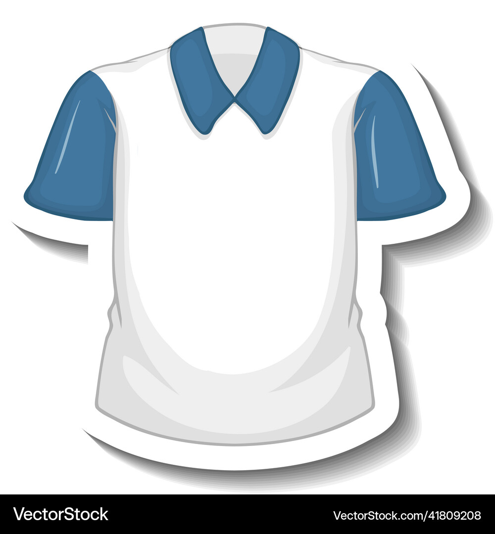 Sticker white shirt with blue sleeves Royalty Free Vector