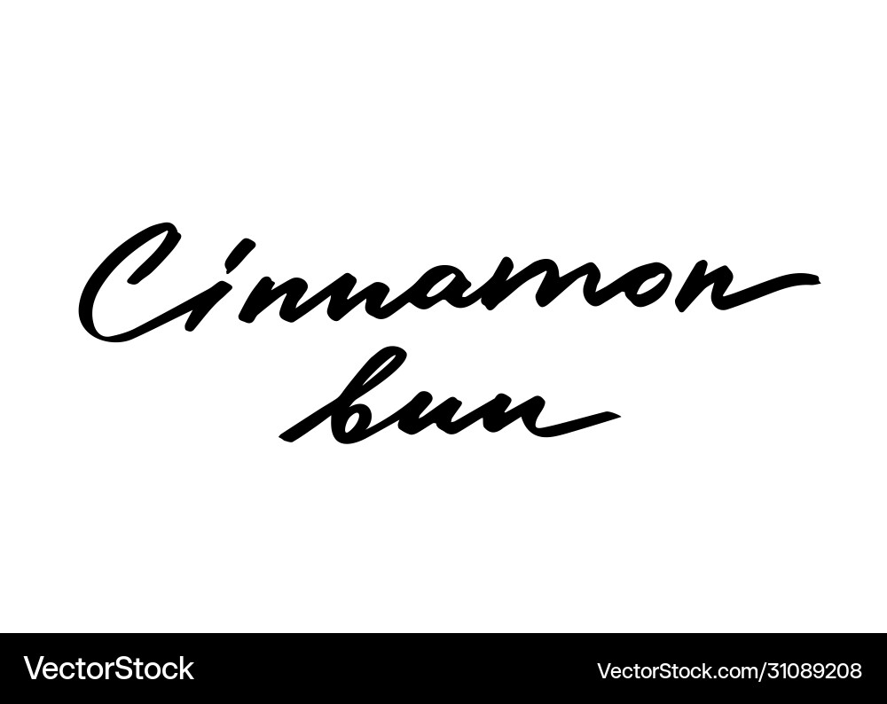 Tasty cinnamon bun hand lettering isolated Vector Image