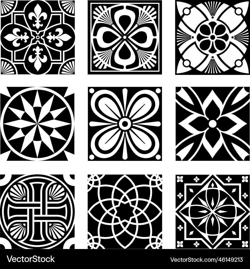 Collection of vintage ornamental patterns Vector Image