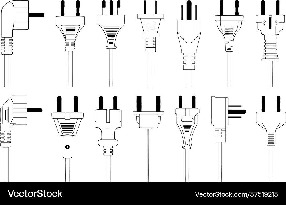 Different plugs Royalty Free Vector Image - VectorStock