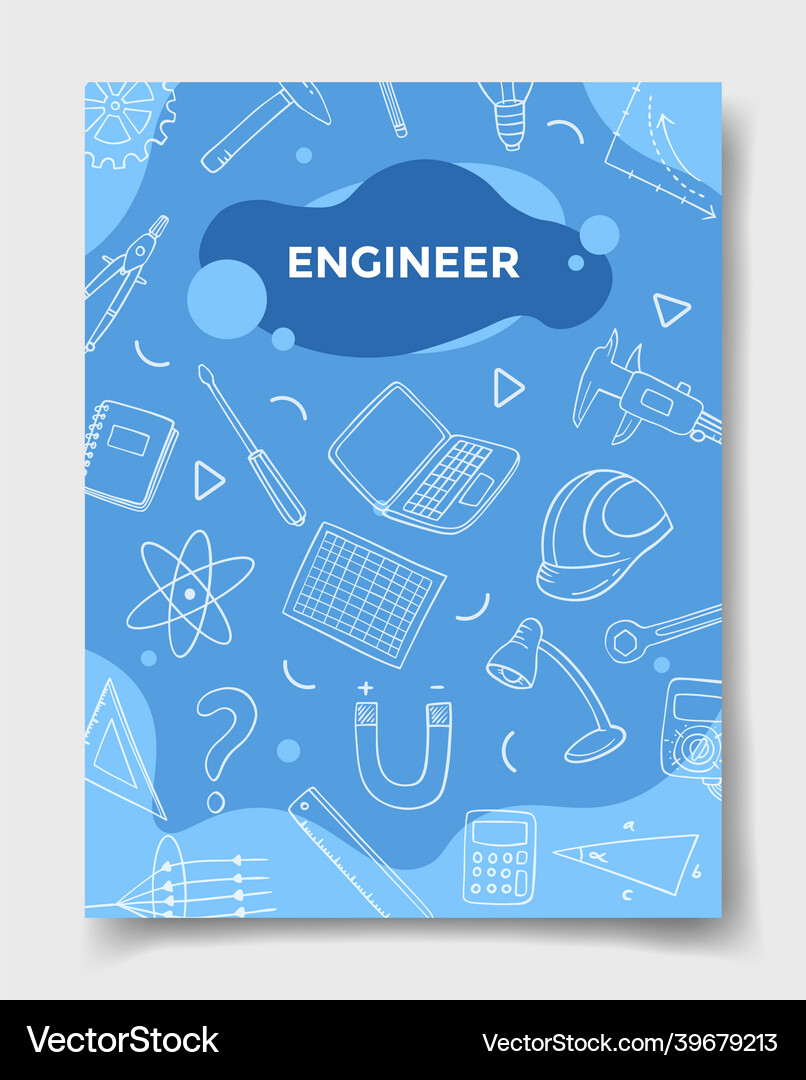 Engineer jobs career with doodle style Royalty Free Vector