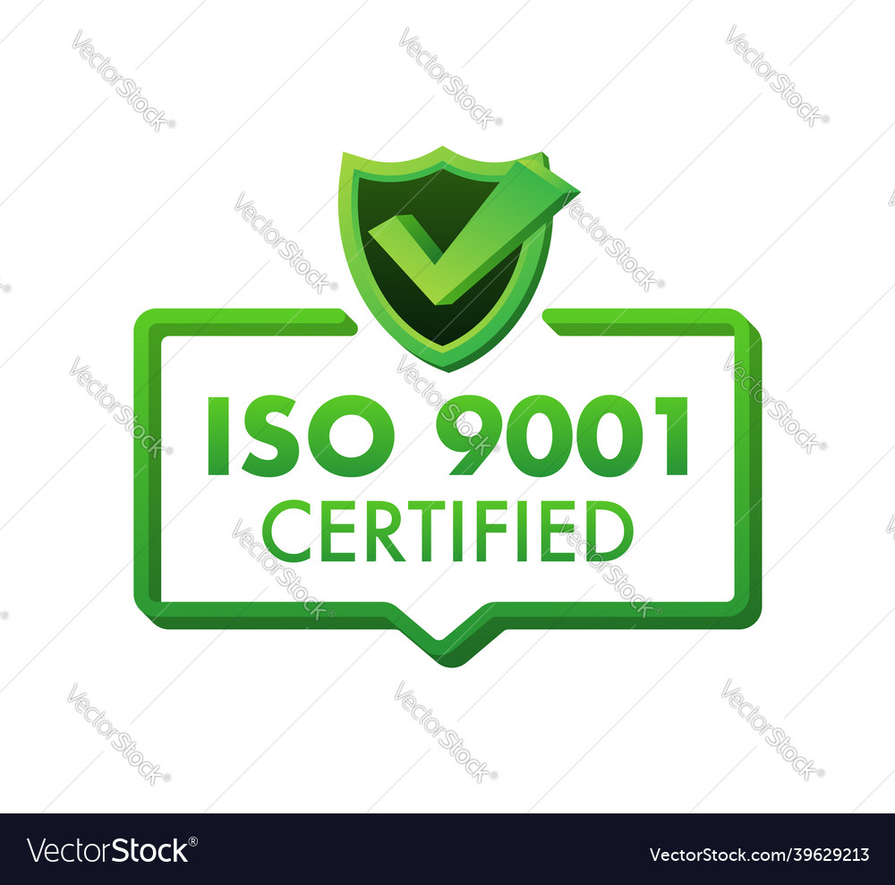 Iso 9001 certified badge icon certification Vector Image
