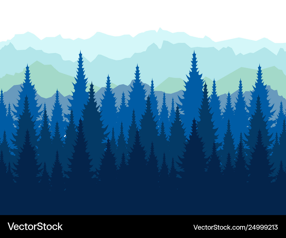 Landscape tops conifers paper forest Royalty Free Vector