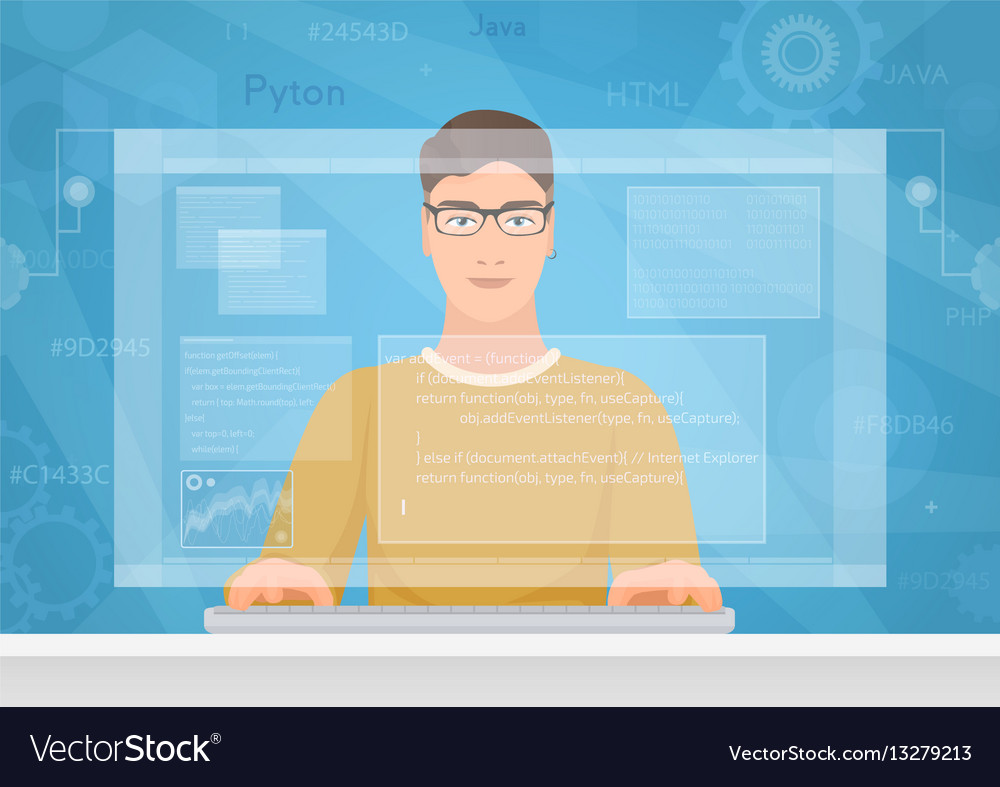 Man software engineer concept with design Vector Image Man software engineer concept with design Vector Image