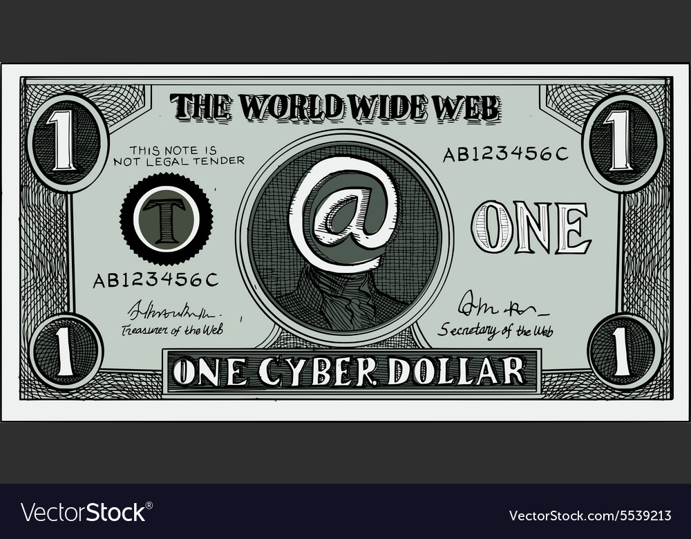 One Cyber Dollar Etching Royalty Free Vector Image