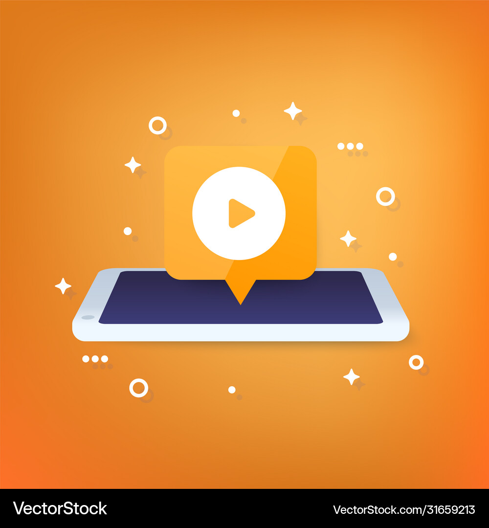 Play video player on phone screen icon Royalty Free Vector
