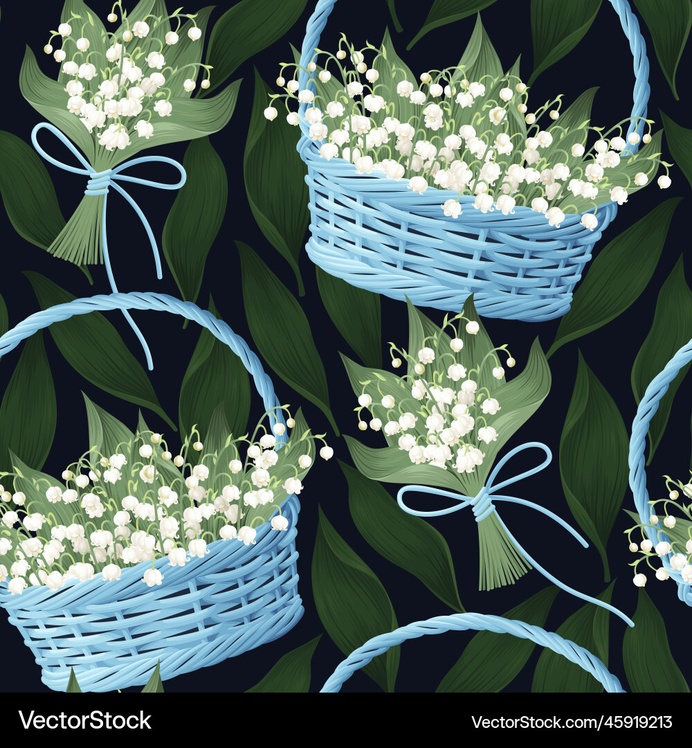 Seamless pattern with lilies of the valley Vector Image