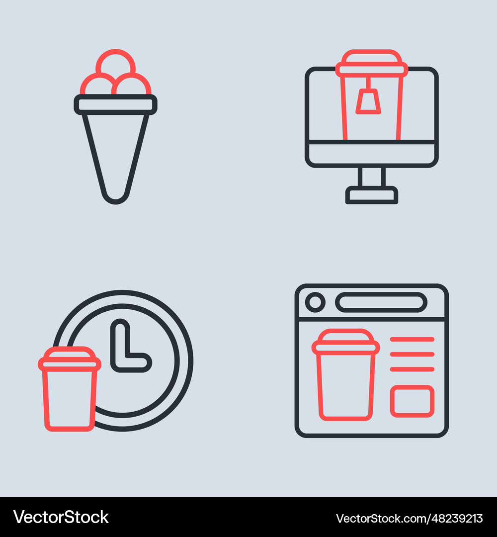 Set line online ordering food round the clock Vector Image