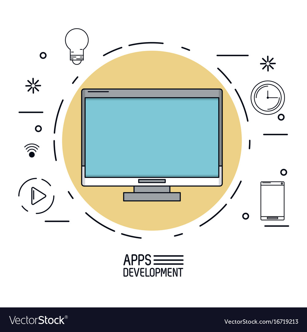 White background poster apps development Vector Image
