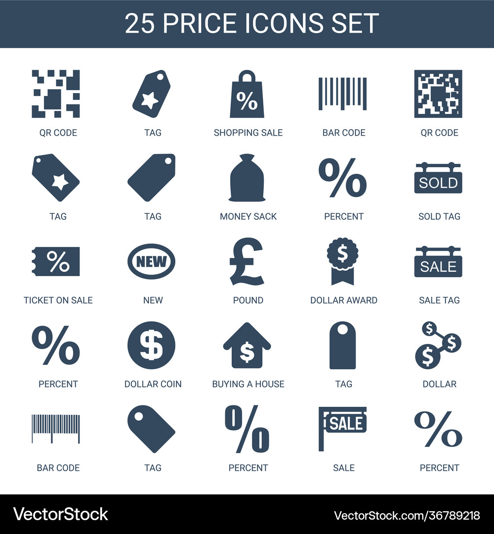 25 price icons Royalty Free Vector Image - VectorStock
