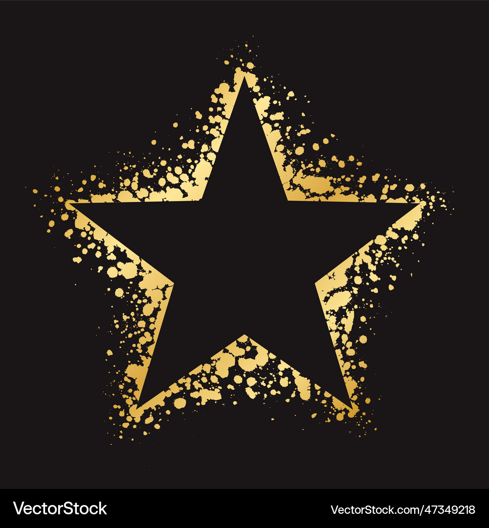 Abstract star shaped gold ink splatter graphic Vector Image
