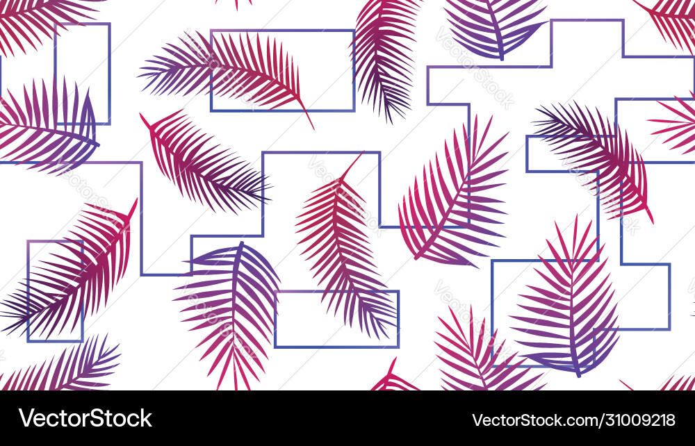 Abstract tropical seamless blue palm leaves white Vector Image