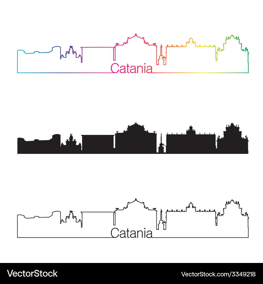 Catania skyline linear style with rainbow Vector Image