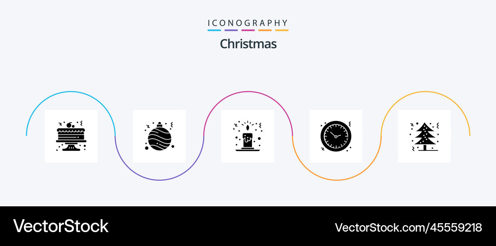 Christmas glyph 5 icon pack including tree Vector Image