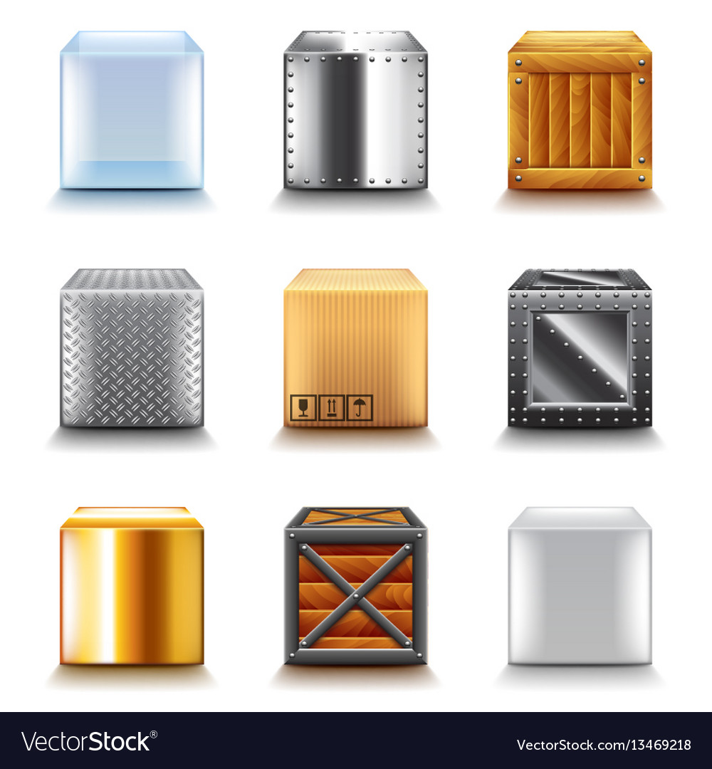 Different boxes icons set Royalty Free Vector Image
