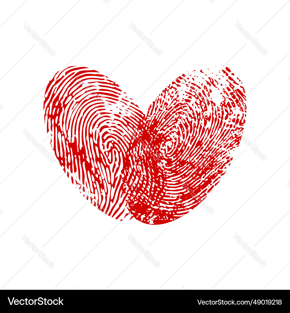 Fingerprint heart love red ink symbol or pattern Vector Image